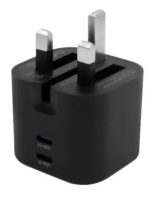 China 45W Foldable Dual USB-C Charger UK Plug 2-Port Type C Fast Charging Adapter for sale