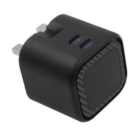 China 45W Foldable Dual USB-C Charger UK Plug 2-Port Type C Fast Charging Adapter for sale