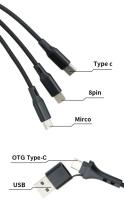 China Multi-Interface Glowing USB Cable 6-in-1 1.2M Length for Customized OEM Support and Multiple Device Compatibility for sale