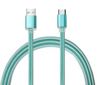 China Stylish Blue USB Cable with Transparent Cable Body 1m Length for sale