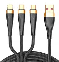 China 3-in-1 Multi - Connector Charging Cable: USB to Lightning, Type - C & Micro - USB for sale