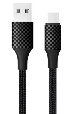 China Stylish Checkered - Patterned USB - A to USB - C Cable, Braided Nylon Cord for Durable Fast Charging for sale