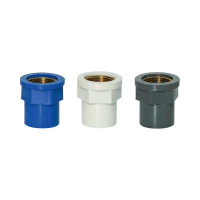 China Pvc-U Copper Female Adapter Female Copper Thread Coupling Plastic Water Supply Fittings for sale