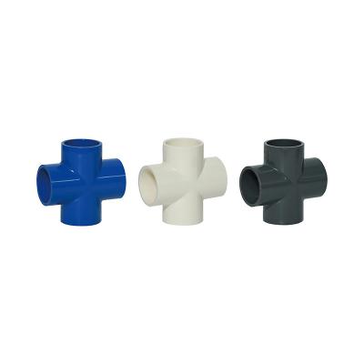 China Pvc-U 4-Way Flat Coupling Cross VC Water Supply PVC Pipe Fitting for sale