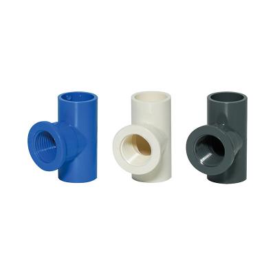 China Pvc-U Female Tee Inner Teeth Three Pass Inner Screw Joint Reducing Tee Pipe Fitting for sale