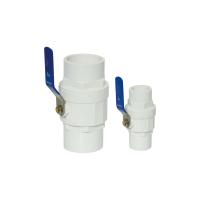 China Corrosion Resistant Plastic Ball Valve White With Stainless Steel Handle Two Pieces for sale