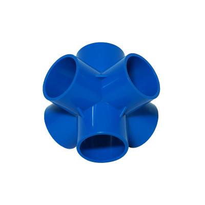China Pvc-U Three-Dimensional Plastic Pipe Fittings Six-Way Right-Angle Joint PVC Pipe Fittings for sale