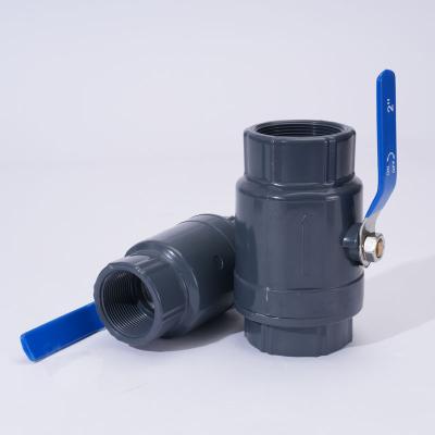 China Domestic Water Supply UPVC Thread Ball Valve Manual Stainless Steel Handle Pipe Flow Control Valve for sale