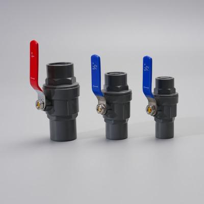 China Sturdy SS Handle Female Thread UPVC Shut-off Ball Valve for Municipal Sewage Filtration Equipment Pipeline for sale