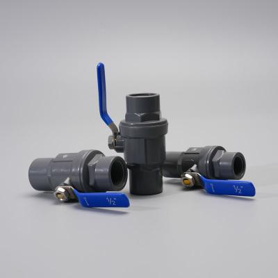 China UPVC Female Thread Ball Valve Stainless Steel Lever Handle Water Pipeline Plumbing Fitting for sale