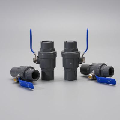 China UPVC Female Thread Ball Valve Stainless Steel Lever Handle Water Supply Pipeline Plumbing Accessories for sale