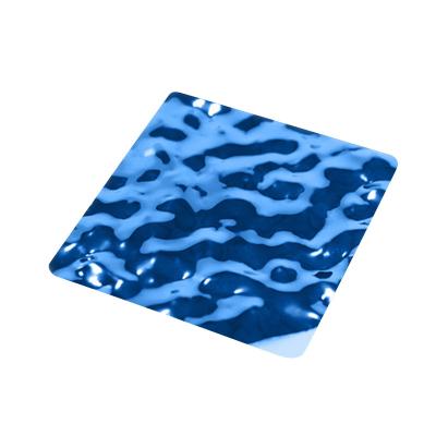 China PVD Blue Water Wave Stainless Steel Panel 0.2-4.0mm Stamped Ripple Sheet for Wall Decoration for sale