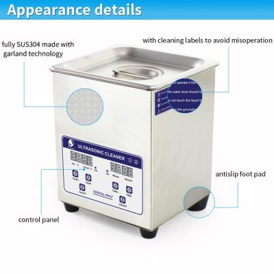 China Skymen 2L Digital Heated Denture Ultrasonic Cleaner 40kHz 80W SUS304 Stainless Steel Benchtop for sale