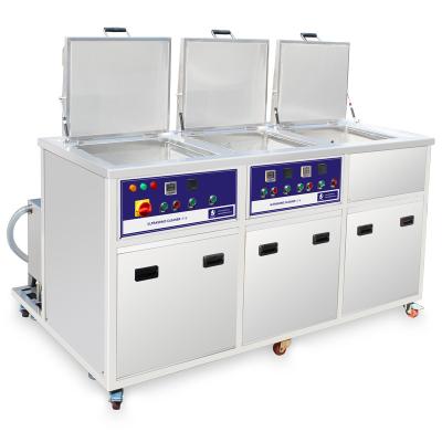 China Three Tank 77L 3000W Heated Ultrasonic Cleaner for Steel Titanium Aluminum Parts for sale
