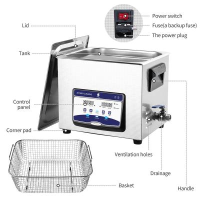 China 2.85 Gallon 10.8L Ultrasonic Cleaner for Filter Elements 240W 40kHz Industrial for sale