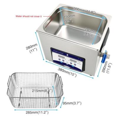 China Ultrasonic Cleaner 2.85 Gallon 200W Heating Power Beauty Salon Eyebrow Pencil Embroidered for sale