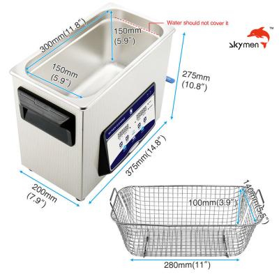 China Skymen JP-031S Ultrasonic Cleaner 6.5L 180W 40KHz for Dental Equipment with Basket for sale