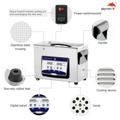 China Skymen 4.5L 180W Ultrasonic Parts Washer SUS304 40KHz with 200W Heater for Hinge Cleaning for sale