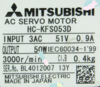 China Mitsubishi HC-KFS053D AC Servo Motor 3AC 51V 0.9A 3000R/MIN NEW for sale