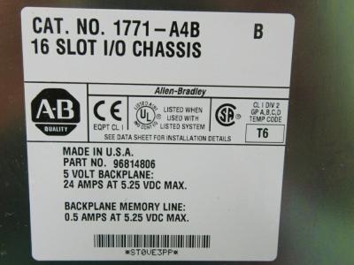 China Allen Bradley 1771-A4B 16 Slot I / O Chassis 1771A4B P / N 96814806 Ser B for sale