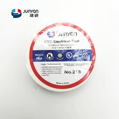 China 218 Fire Retardant Electrical Tape 19mm White PVC - 600V Rating, 0.18mm Thickness for Electrical Insulation for sale