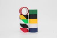 China Industrial PVC Warning Tape with 1.2-3 N/cm Adhesion and 150% Elongation for Floor Marking and Safety Zones for sale