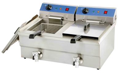 China 6KW 20L Restaurant Commercial Electric Deep Fryer With Valve Steel Construction for sale