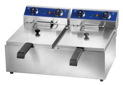 China 10L+10L Dual Tank Electric Deep Fryer With Basket Lifter And Temperature Control for sale