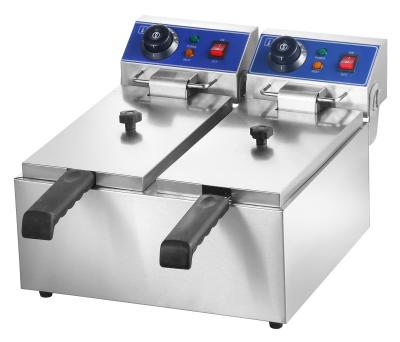 China Restaurant Double Tank Electric Fryer Auto Temperature Control Energy Efficient 6L+6L for sale