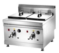 China OEM Stainless Steel Commercial Grade Gas Fryer Twin Tank With Safety Valve for sale