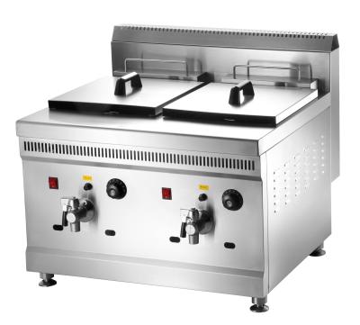 China OEM Stainless Steel Commercial Grade Gas Fryer Twin Tank With Safety Valve for sale