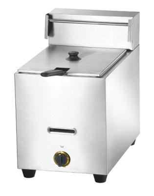 China Silver Color Commercial Gas Deep Fryer Stainless Steel Construction Single Tank 7kg for sale