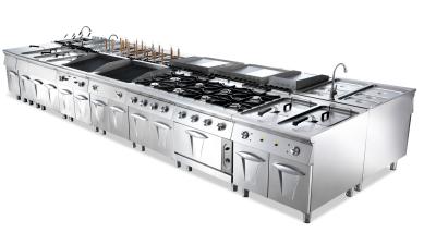 China Commercial Vertical Gas Combination Stove One Stop Kitchen Project For Hotel Restaurant for sale