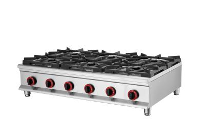 China Stainless Steel Counter Top Commercial Cooking Gas Stove 22kw 4 Burner For Restaurant for sale