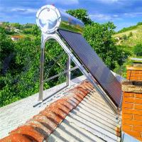 China Compact Non-Pressure Solar Water Heater 50L to 500L Stainless Steel Evacuated Tube with Feeder Tank for sale