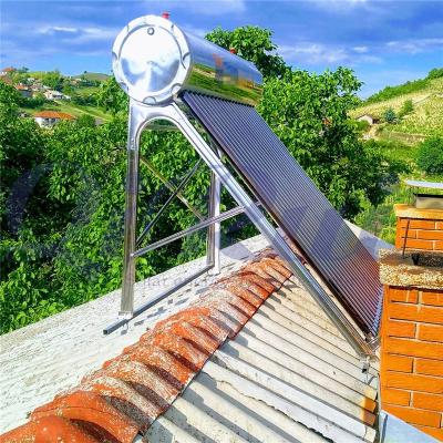 China Compact Non-Pressure Solar Water Heater 50L to 500L Stainless Steel Evacuated Tube with Feeder Tank for sale