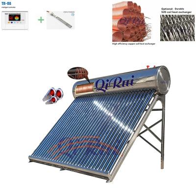 China Pre Heated Pressurized Copper Coil Solar Water Heater 150L 300L 500L for sale