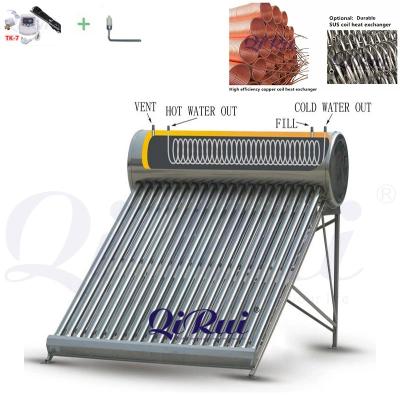 China All Stainless Steel Pressurized Solar Water Heater 150L-500L with Copper Coil Heat Exchanger for sale