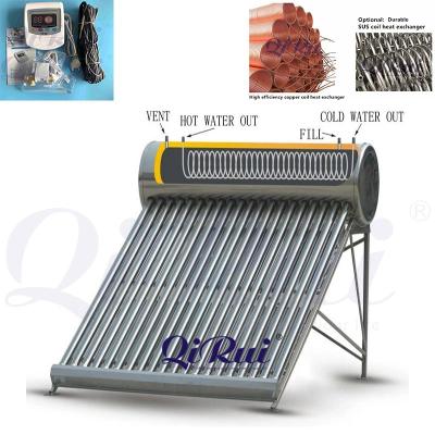 China Pressurized Copper Coil Solar Water Heater 150L 200L 300L Stainless Steel Tank High Pressure Hot Water System for sale