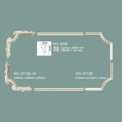 China PU Crown Moulding Decorative Ceiling Skirting Polyurethane Cornice Trim B2 Fireproof 80mm for sale
