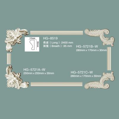 China Decorative PU Crown Moulding Ceiling Cornice Mold Polyurethane Cornices Skirting 2m Length for sale