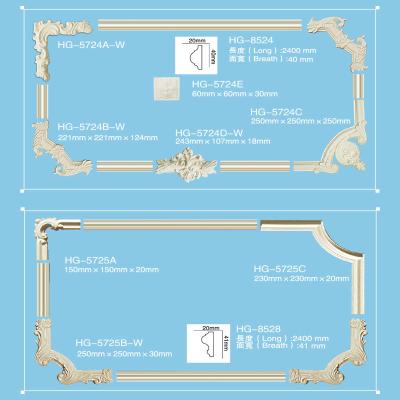 China PU Polyurethane Crown Moulding Decorative Ceiling Cornice Skirting 80mm Width Fireproof for sale