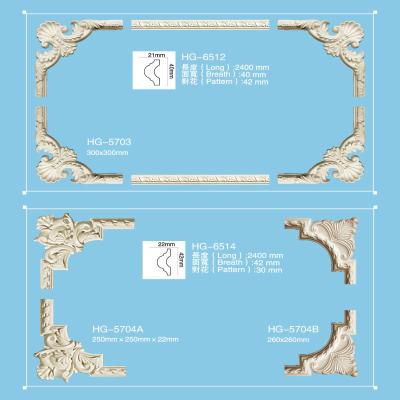 China PU Wall Decor Panel Moulding Polyurethane Corner Angle Moulding 2m Length White Gold for sale