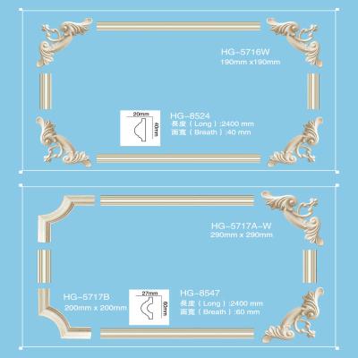 China PU Decorative Corner Frame Trim Polyurethane Panel Molding Corner B2 Fireproof for sale