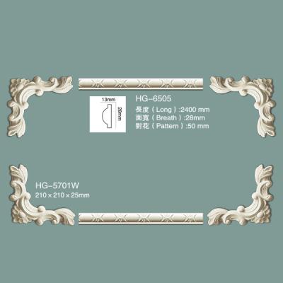 China PU Crown Moulding Decorative Ceiling Cornice Skirting Polyurethane 2m Length B2 Fireproof for sale