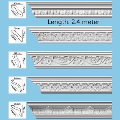 China PU Polyurethane Crown Moulding Decorative Ceiling Cornice Skirting 240cm Length for Interior for sale