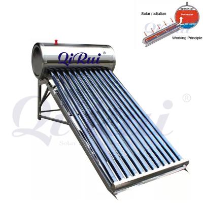 China Non Pressure Solar Water Heater 200L 300L Vacuum Tube Home Geyser Stainless Steel Tank for sale