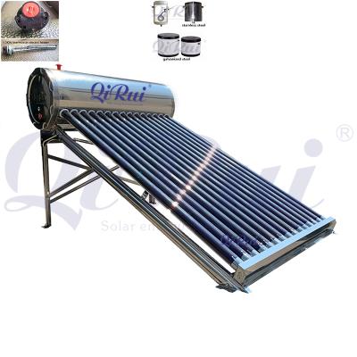 China Non-Pressure Vacuum Tube Solar Water Heater 100L to 500L Stainless Steel Tank for sale