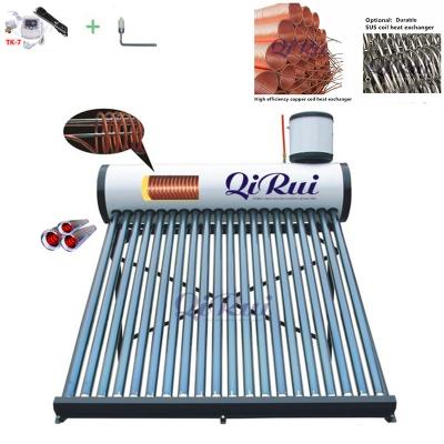 China Pressurized Solar Water Heater 150L-500L Copper Coil Heat Exchanger Fresh Water System for sale