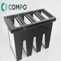 China HVAC AHU System Sub - Hepa Air Filter W Type With Black Plastic Frame for sale